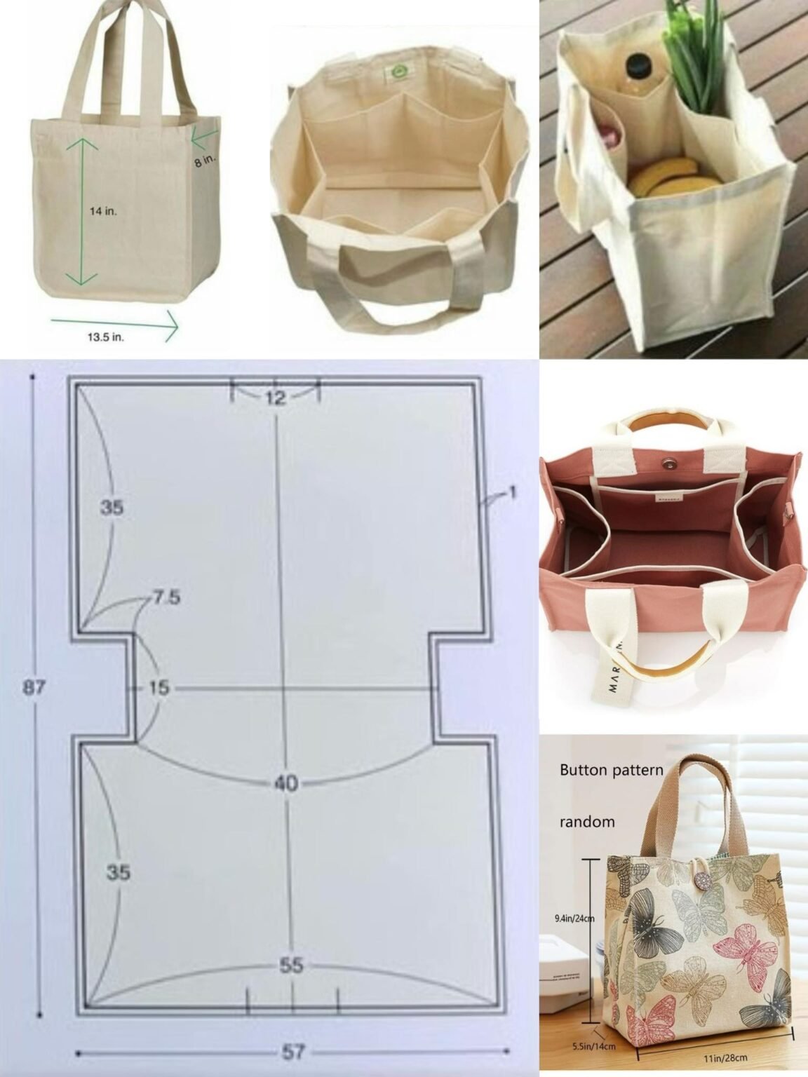 Tote Bag with Fabric Dividers - Free Patterns