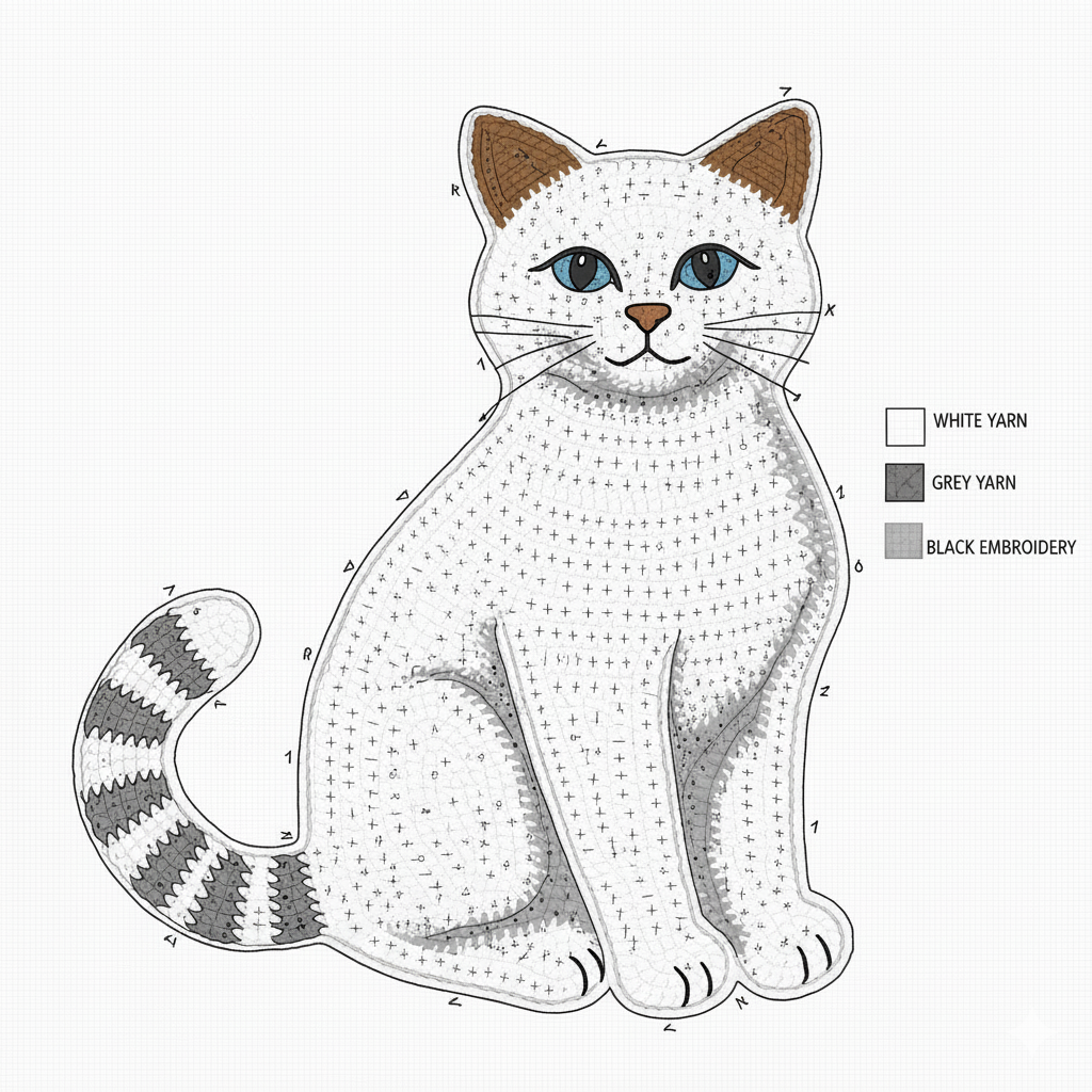 Cat Rug Crochet Pattern - Step by Step Tutorial - Free Patterns