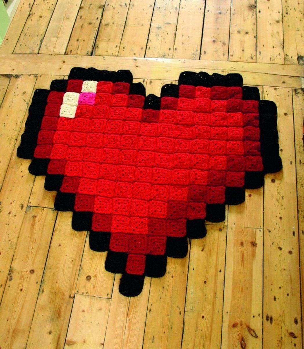 Heart Pattern with Crochet Squares - Free Patterns