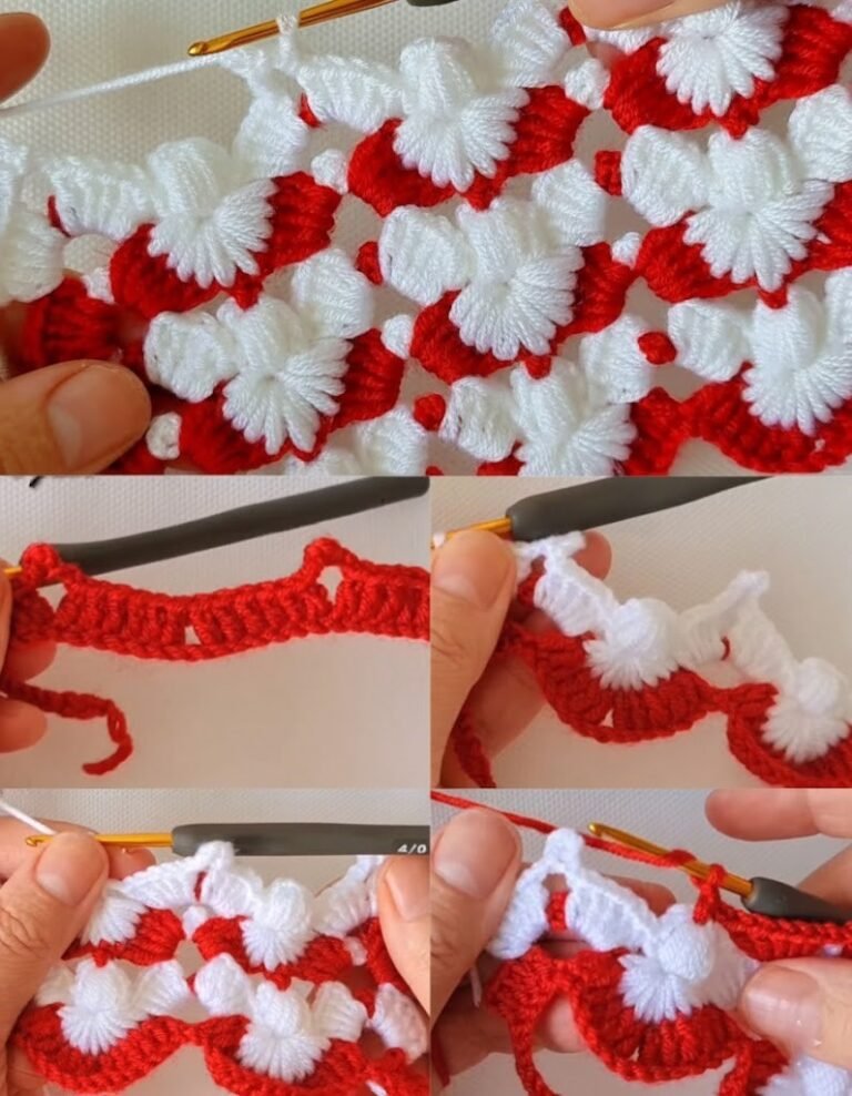 Crochet Two-Color Flower Stitch - Free Patterns